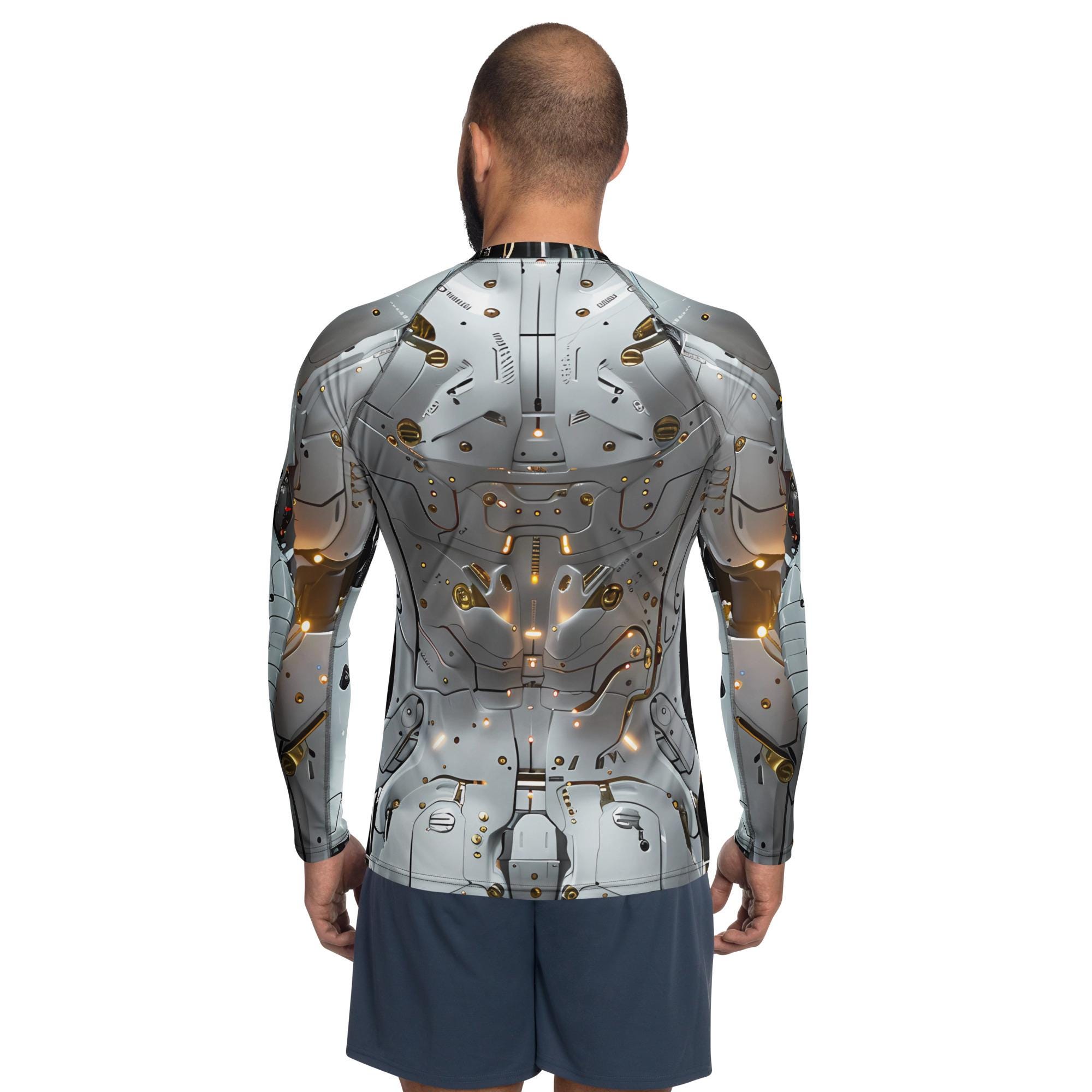 White Cyberpunk Robot Men's Rash Guard - Etsy