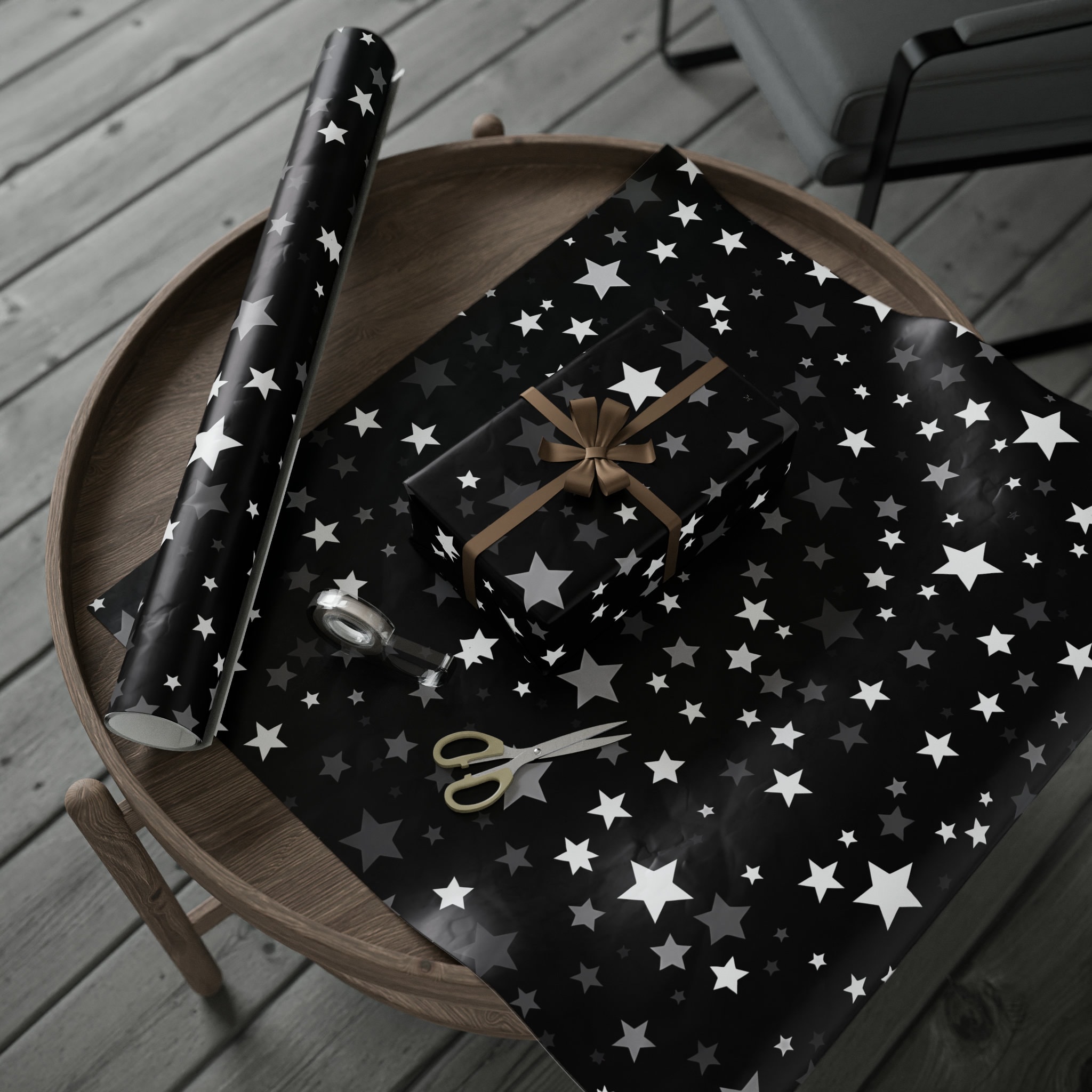 Silver Stars on Black Wrapping Paper - Etsy