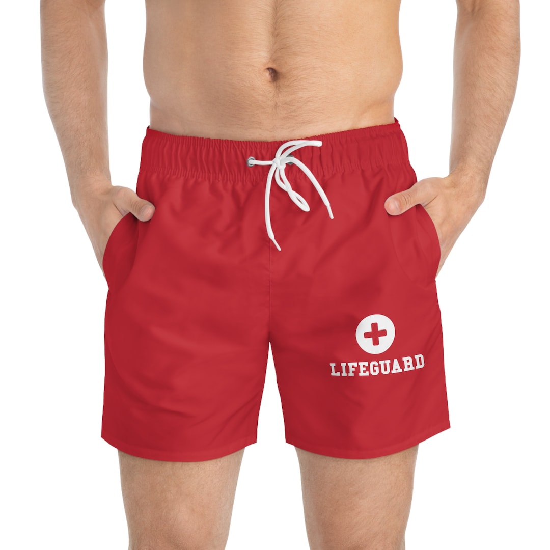 Red Lifeguard Swim Trunks - Etsy