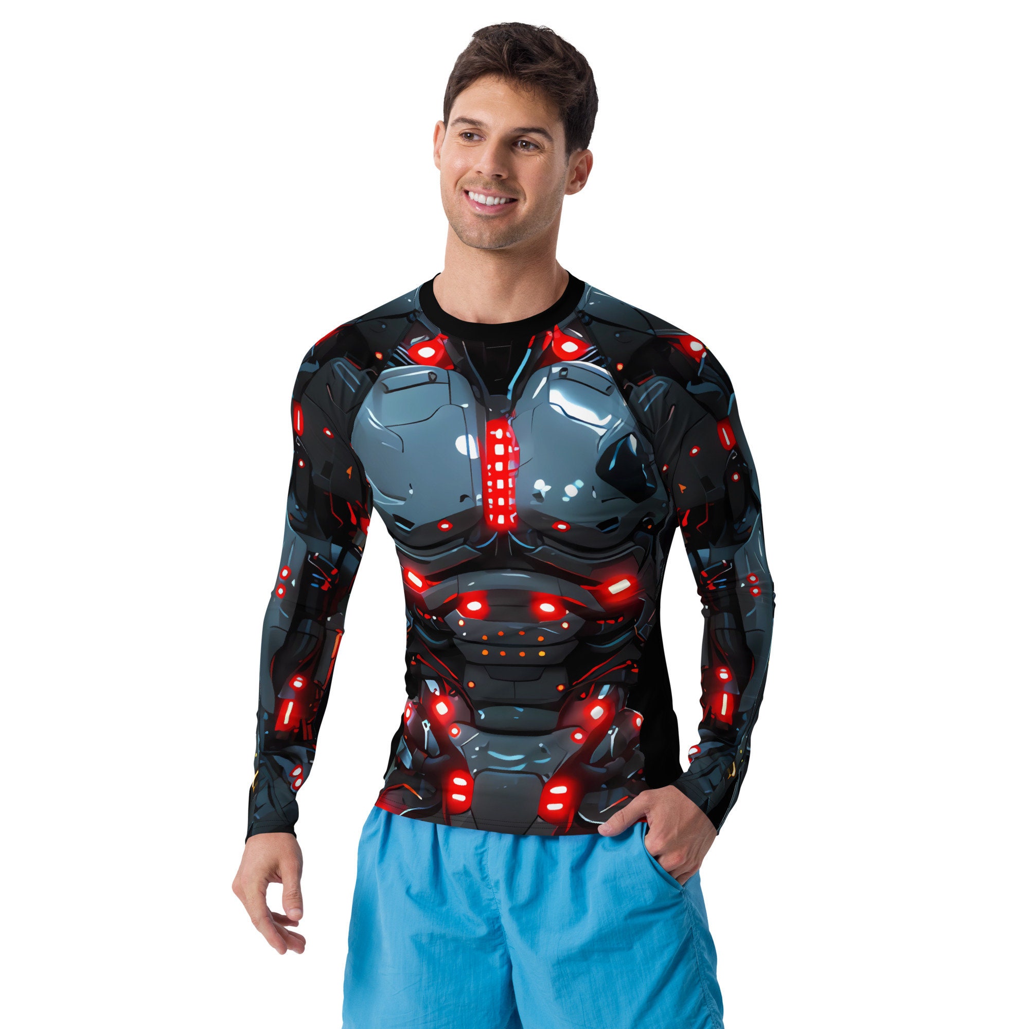 Black Cyberpunk Robot Men's Rash Guard - Etsy