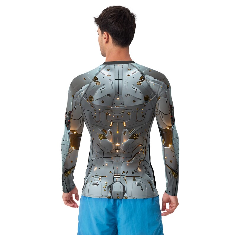 White Cyberpunk Robot Men's Rash Guard - Etsy