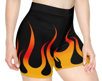 Women's Fire Flames Shorts 1 Athletic Shorts Flaming Flames Girl on ...