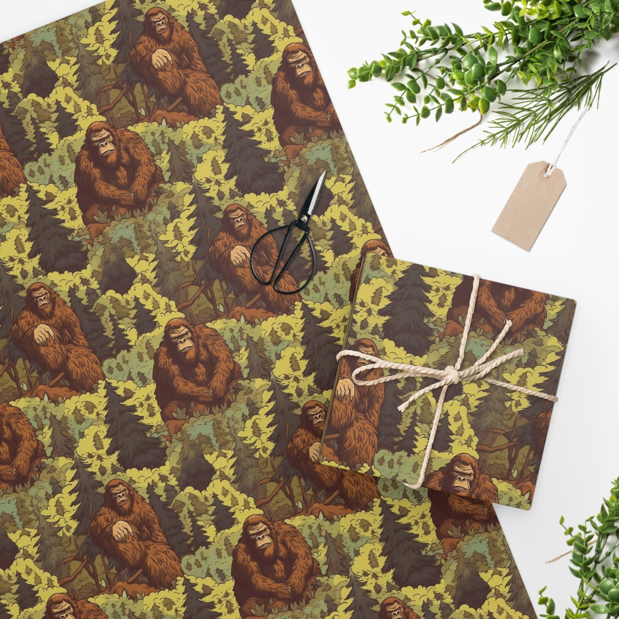 Sasquatch Pattern Wrapping Paper - Etsy