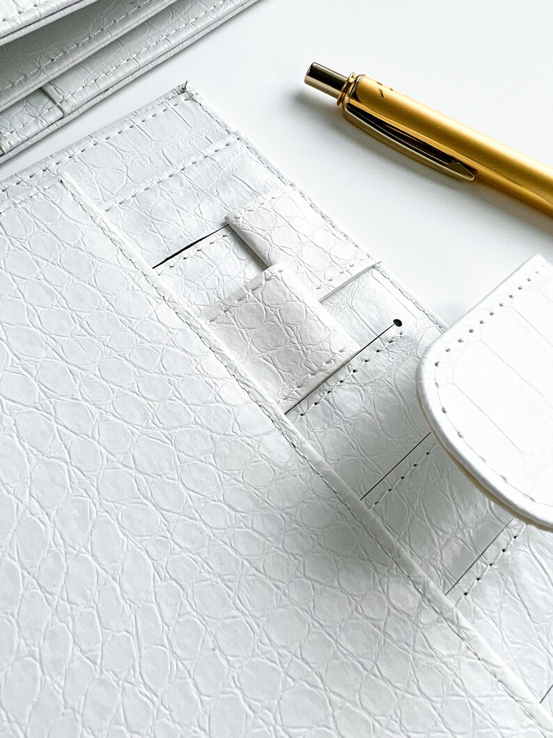 A5 Crème Croc Vegan Leather Planner 6-ring Binder Faux Leather Agenda ...