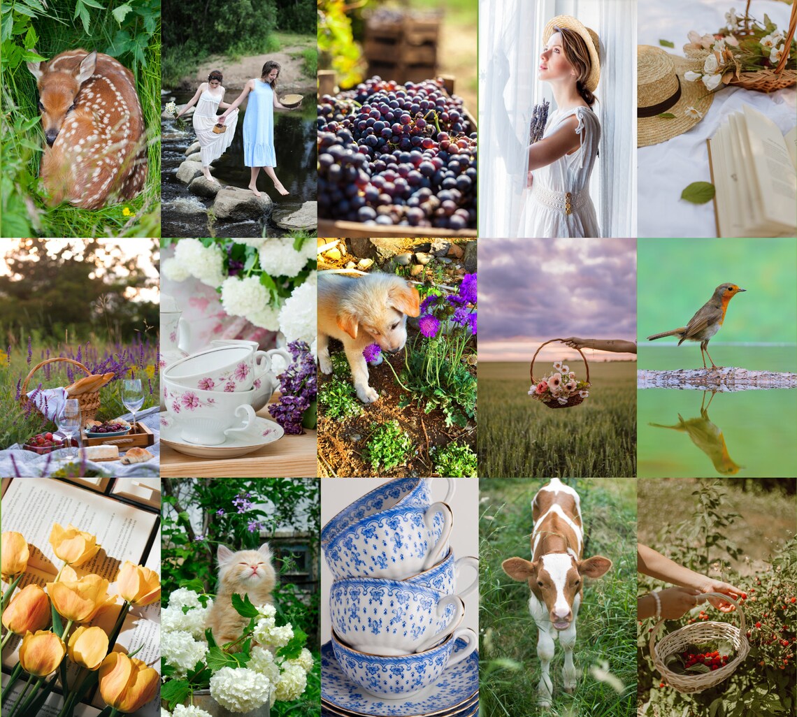 Cottagecore Wall Collage Kit Indie Room Decor, VSCO Wall Collage Kit ...