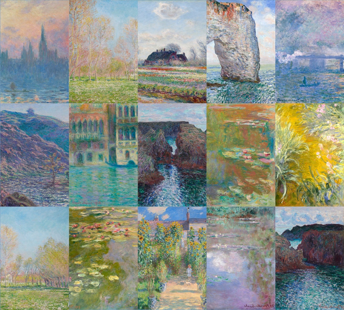 Monet Impressionist Wall Collage Kit Cottagecore Decor | Etsy