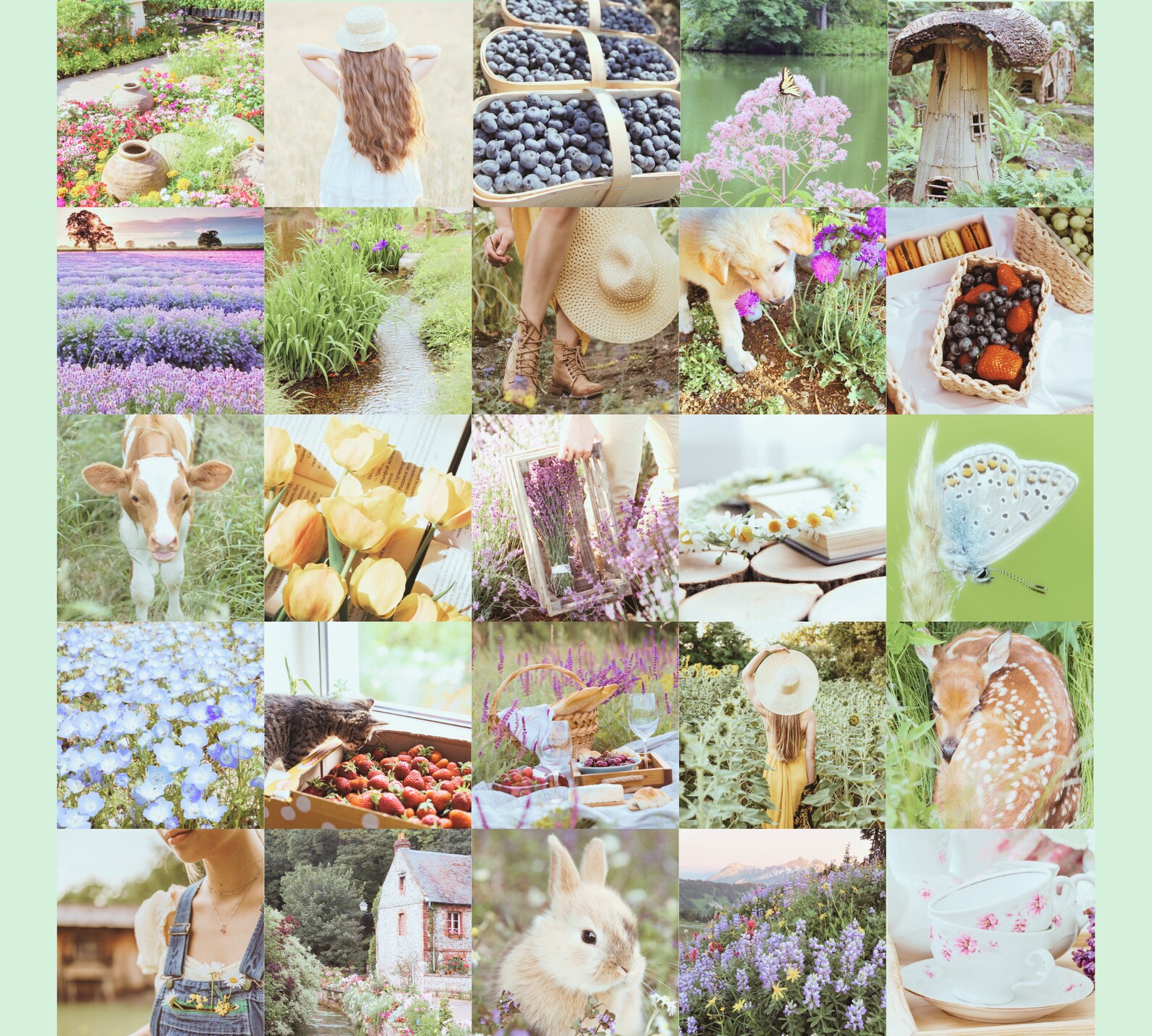 Soft Pastel Cottagecore Wall Collage Kit Indie Room Decor - Etsy