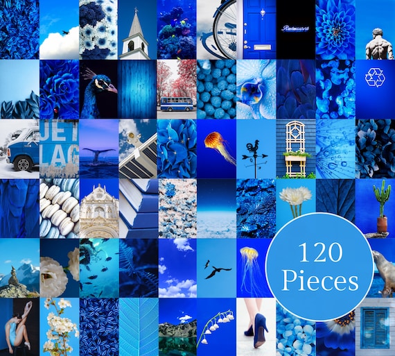 Blue Wall Collage Kit Indie Room Decor VSCO Wall Collage | Etsy