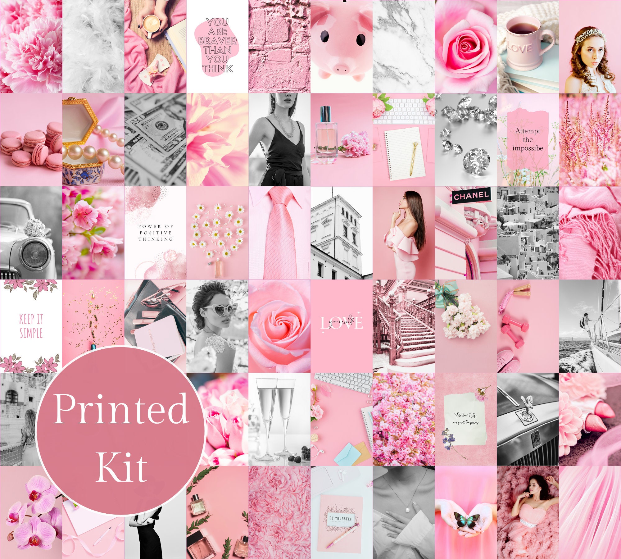 Printed Pink Girl Boss Wall Collage Kit | Indie Room Decor, VSCO Wall ...