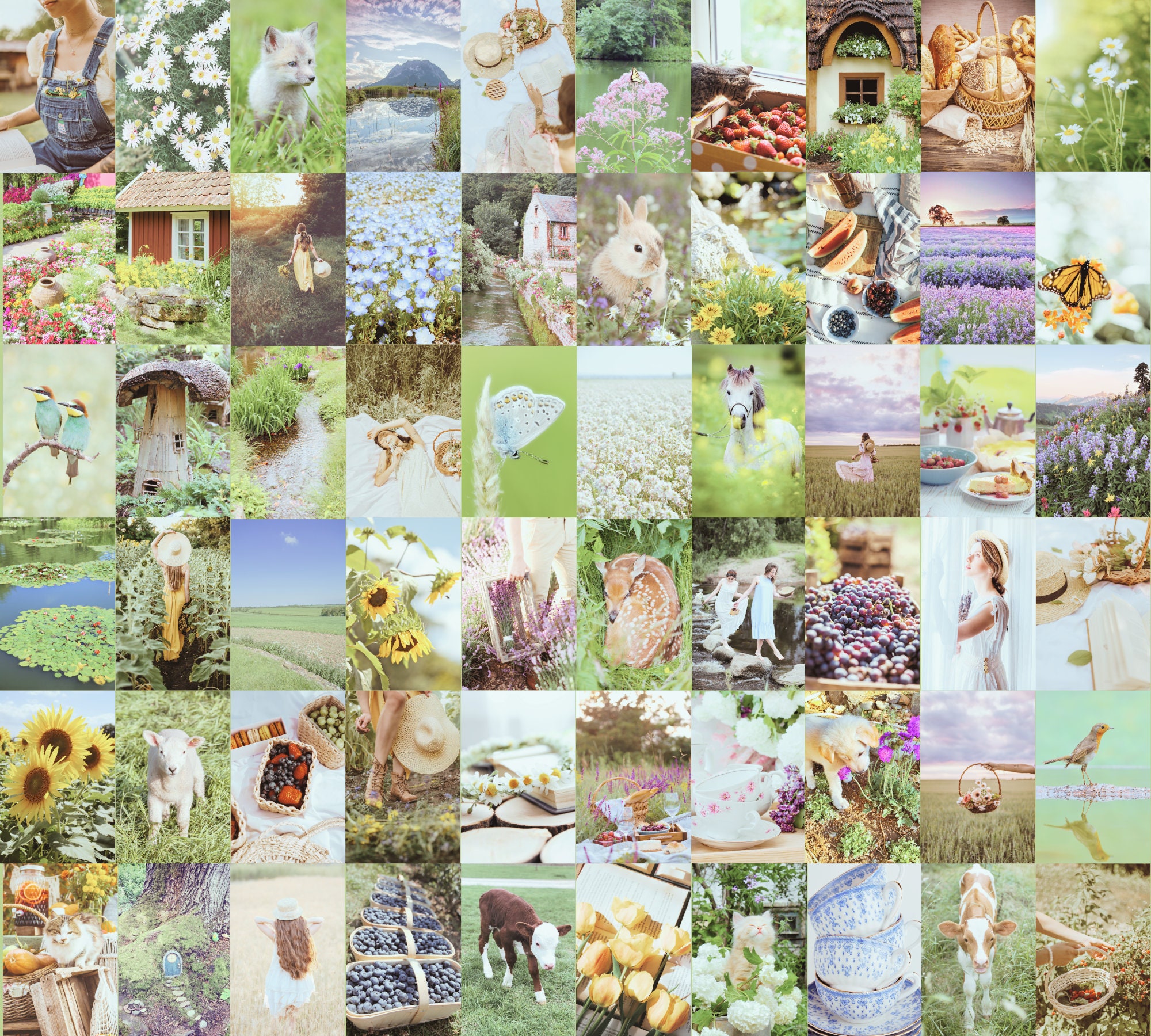 Soft Pastel Cottagecore Wall Collage Kit Indie Room Decor - Etsy