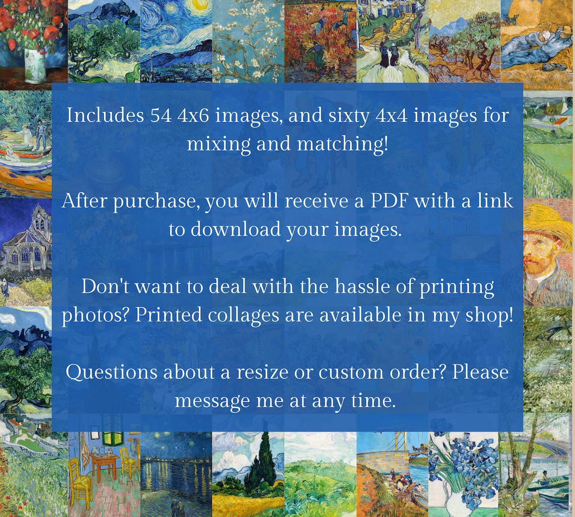 Vincent Van Gogh Impressionist Wall Collage Kit | Cottagecore Wall Art ...