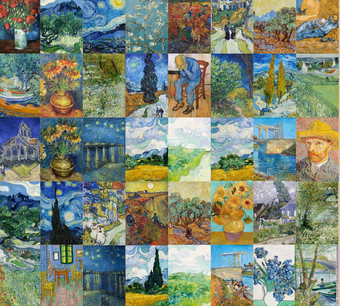 Vincent Van Gogh Impressionist Wall Collage Kit | Cottagecore Wall Art ...