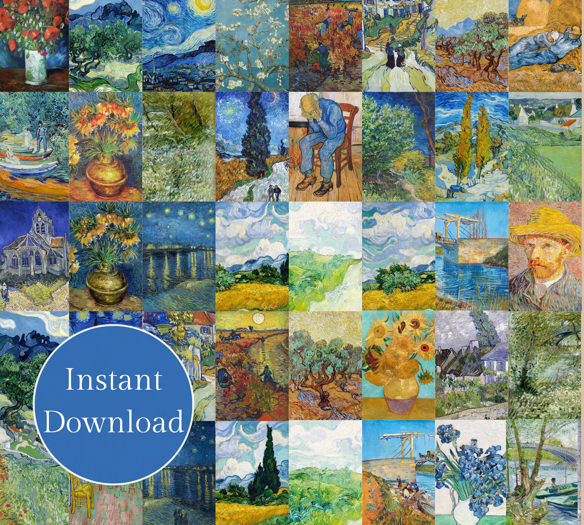 Vincent Van Gogh Impressionist Wall Collage Kit | Cottagecore Wall Art ...