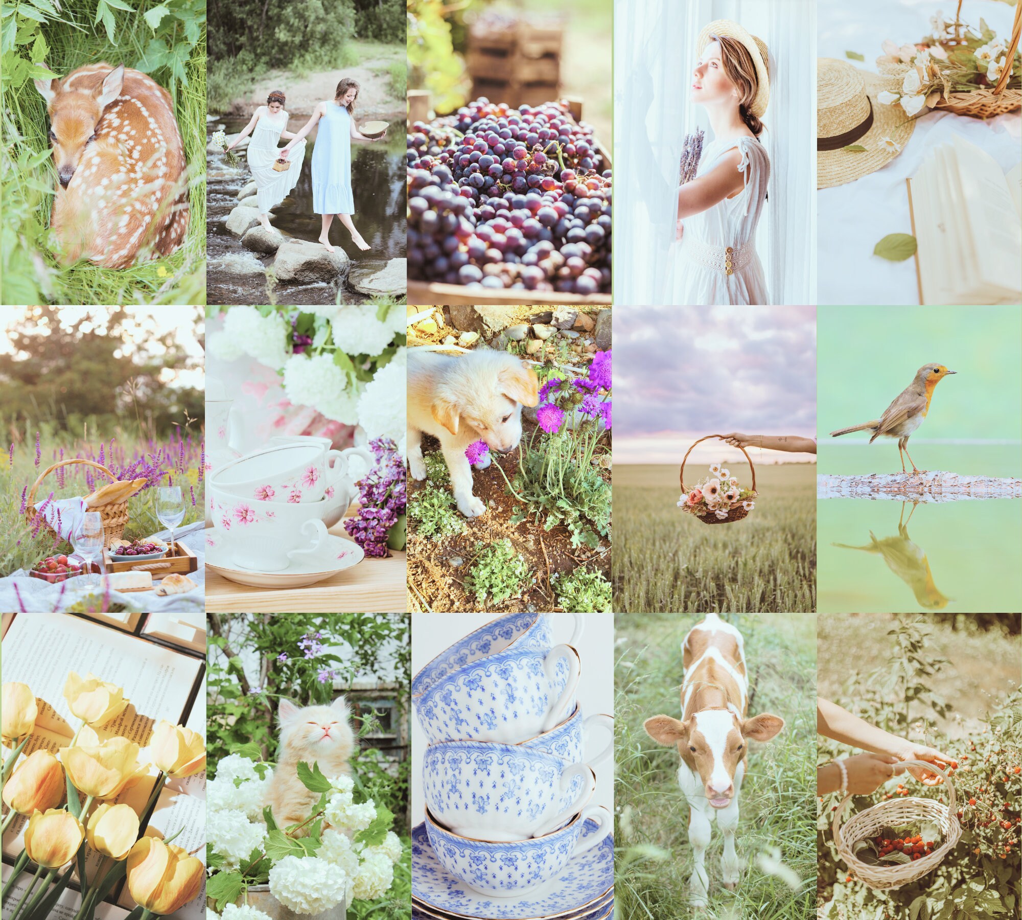 Soft Pastel Cottagecore Wall Collage Kit Indie Room Decor - Etsy