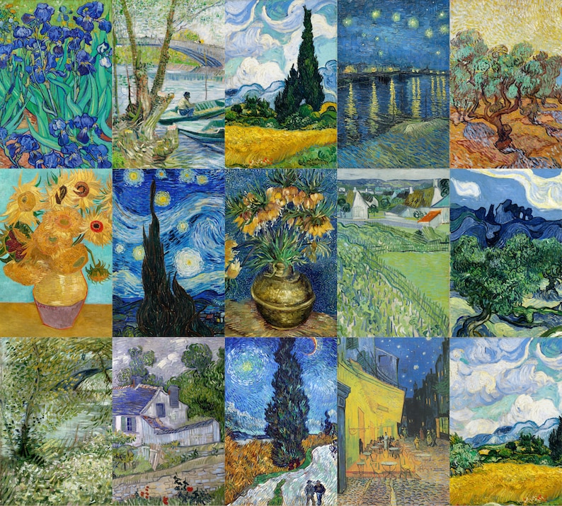 Vincent Van Gogh Impressionist Wall Collage Kit | Cottagecore Wall Art ...
