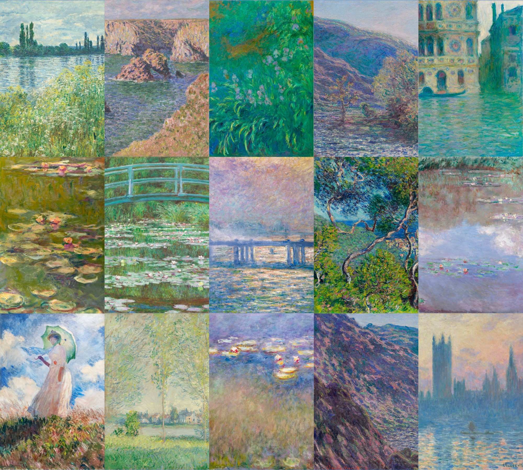 Monet Impressionist Wall Collage Kit | Cottagecore Decor | Vintage Room ...