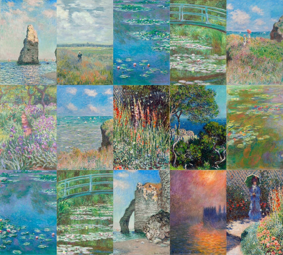 Monet Impressionist Wall Collage Kit Cottagecore Decor | Etsy