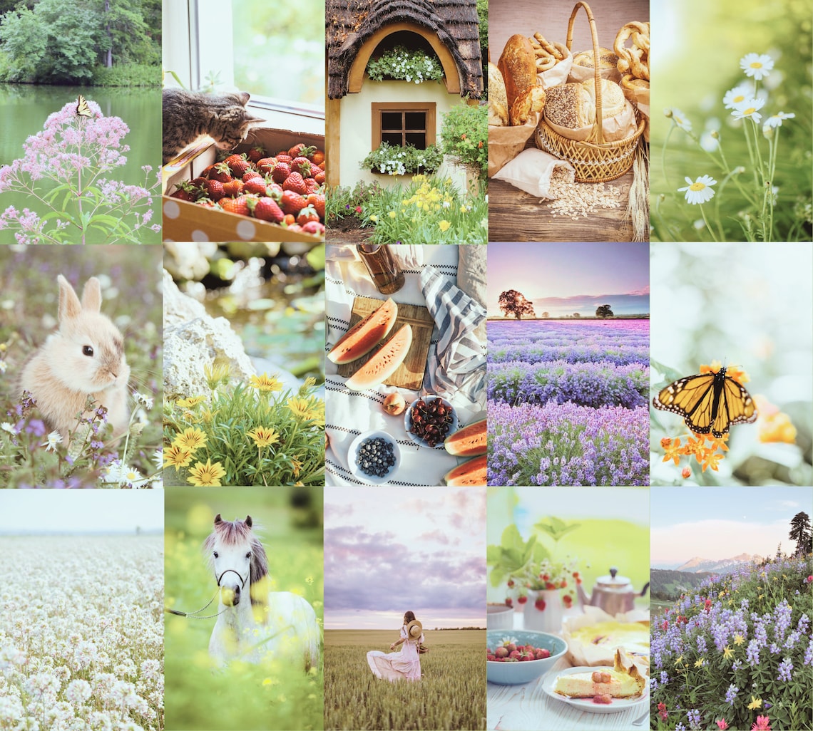 Soft Pastel Cottagecore Wall Collage Kit Indie Room Decor - Etsy