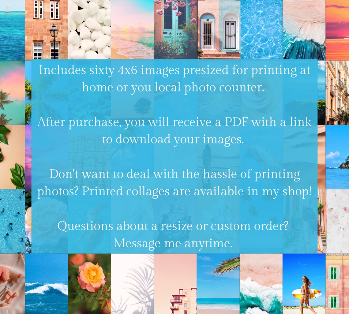 Teal & Peach Beachy Aesthetic Wall Collage Kit | Indie Room Decor, VSCO ...