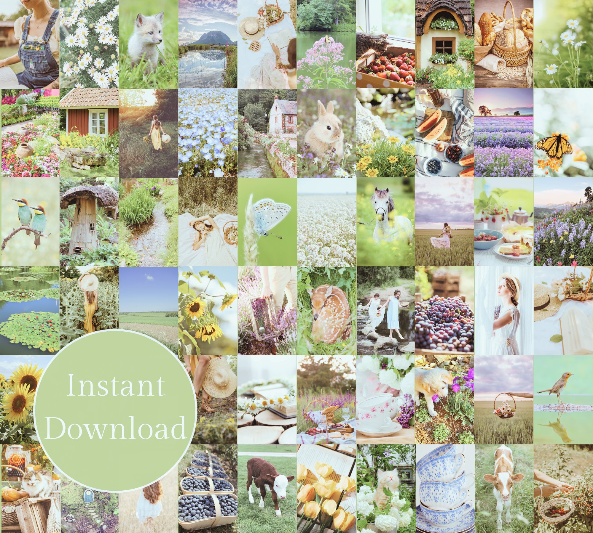 Soft Pastel Cottagecore Wall Collage Kit Indie Room Decor - Etsy