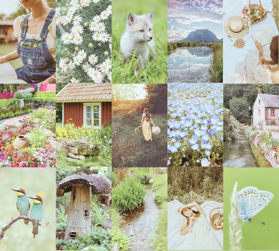 Soft Pastel Cottagecore Wall Collage Kit Indie Room Decor - Etsy