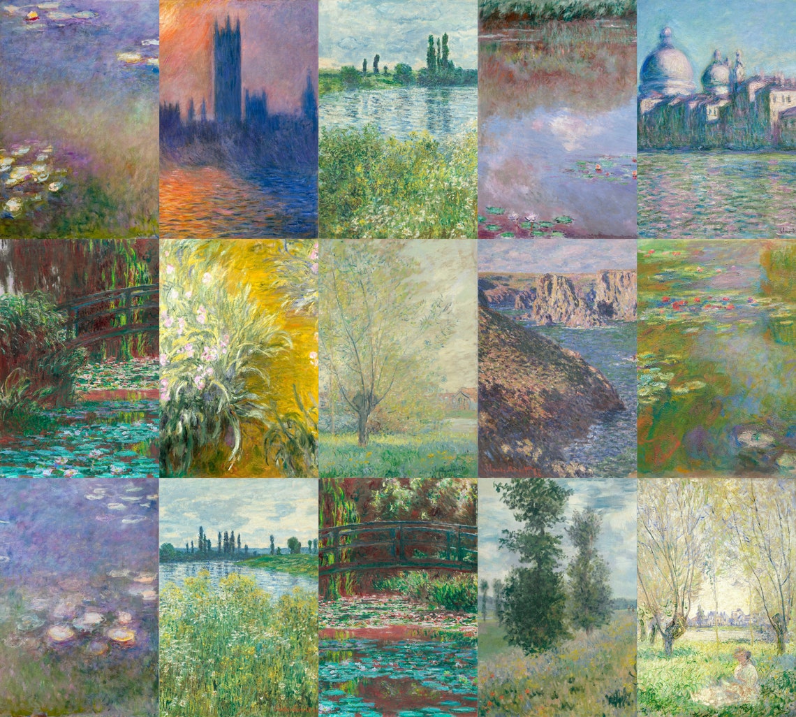 Monet Impressionist Wall Collage Kit Cottagecore Decor | Etsy