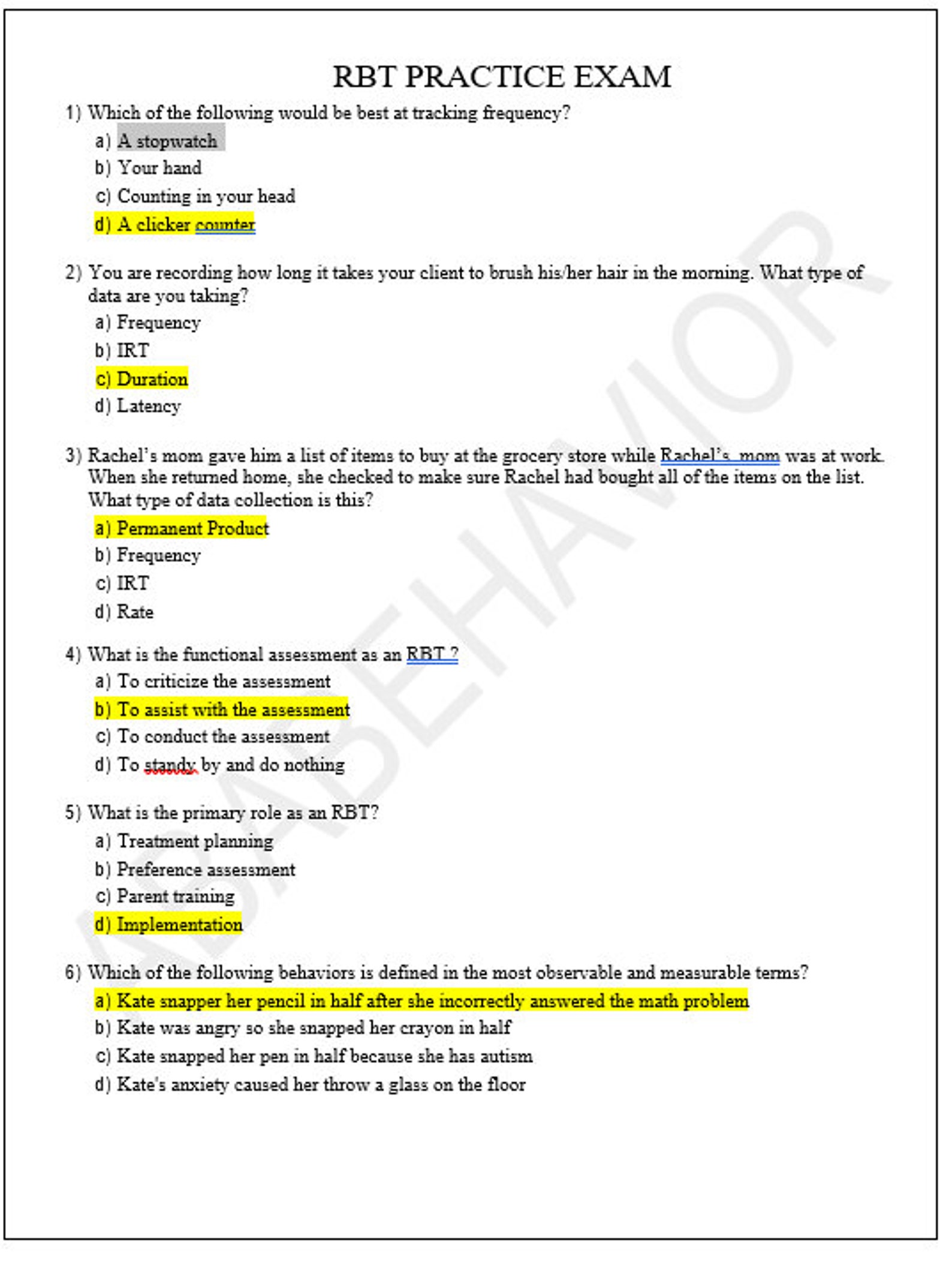 RBT Practice Exam: 100 Questions & Answer Key (PDF Download) - Etsy