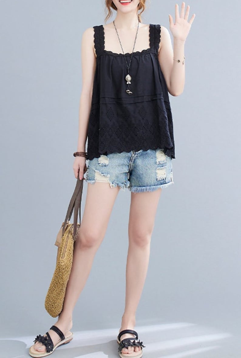 Crochet Lace Eyelet Cami/bohemian Cotton Cami /vintag | Etsy