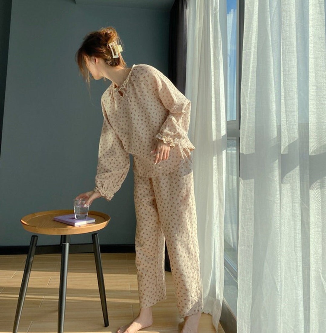 100% Cotton Liberty Pajamas/beach Dress/cozy Pyjamas/ruffled Pajamas ...