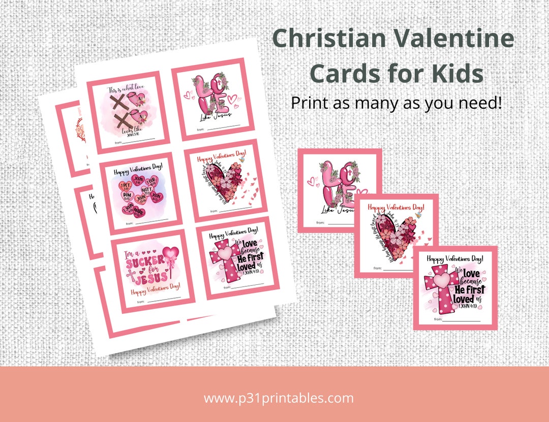Christian Valentine Cards for Kids, Printable Valentines, School ...