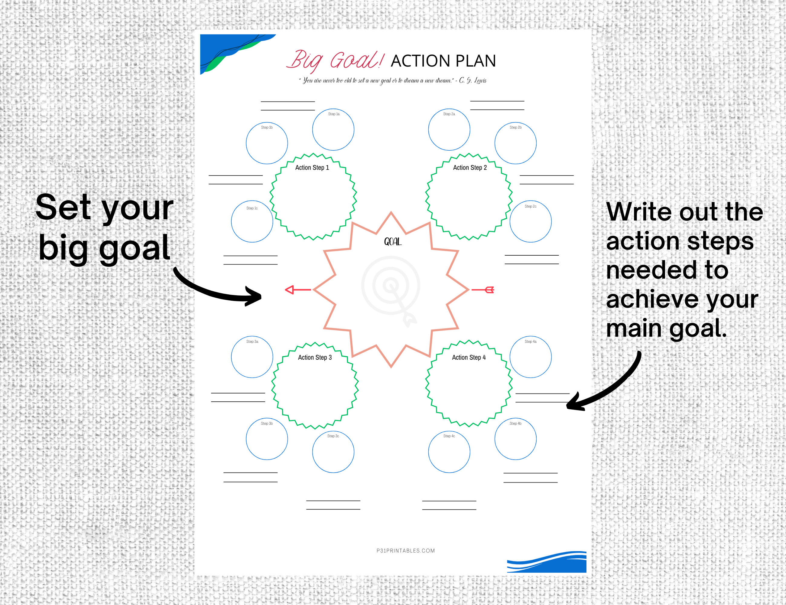 Goal Planner Printable, Goal Setting, Action Plan Worksheet - Etsy