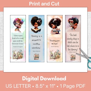 Printable Bookmark Set With Inspirational Quotes for Women and Girls - Etsy