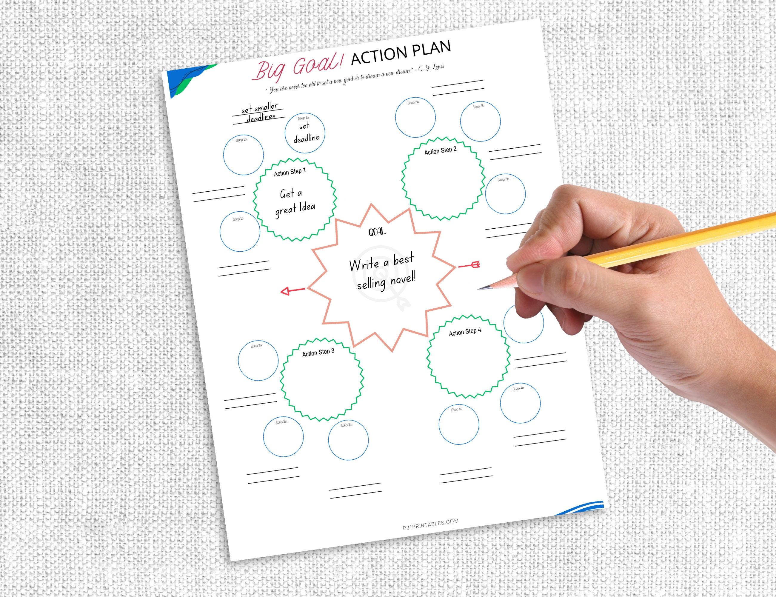 Goal Planner Printable, Goal Setting, Action Plan Worksheet - Etsy
