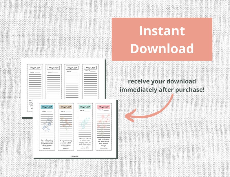 Printable Bookmark, Prayer List Printable - Etsy