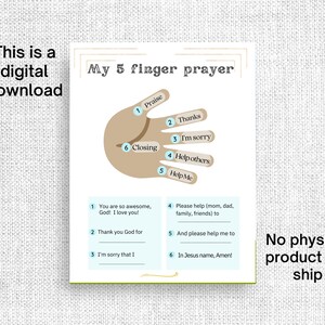 5 Finger Prayer Prompts for Kids: Handprint Printable (PDF) - Etsy