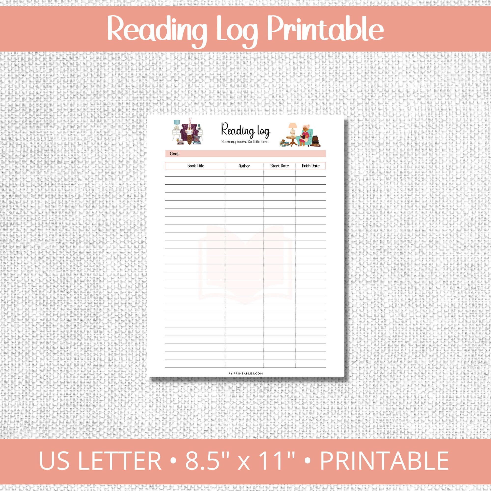 Reading Log Printable, Book Log, Reading Journal Insert - Etsy