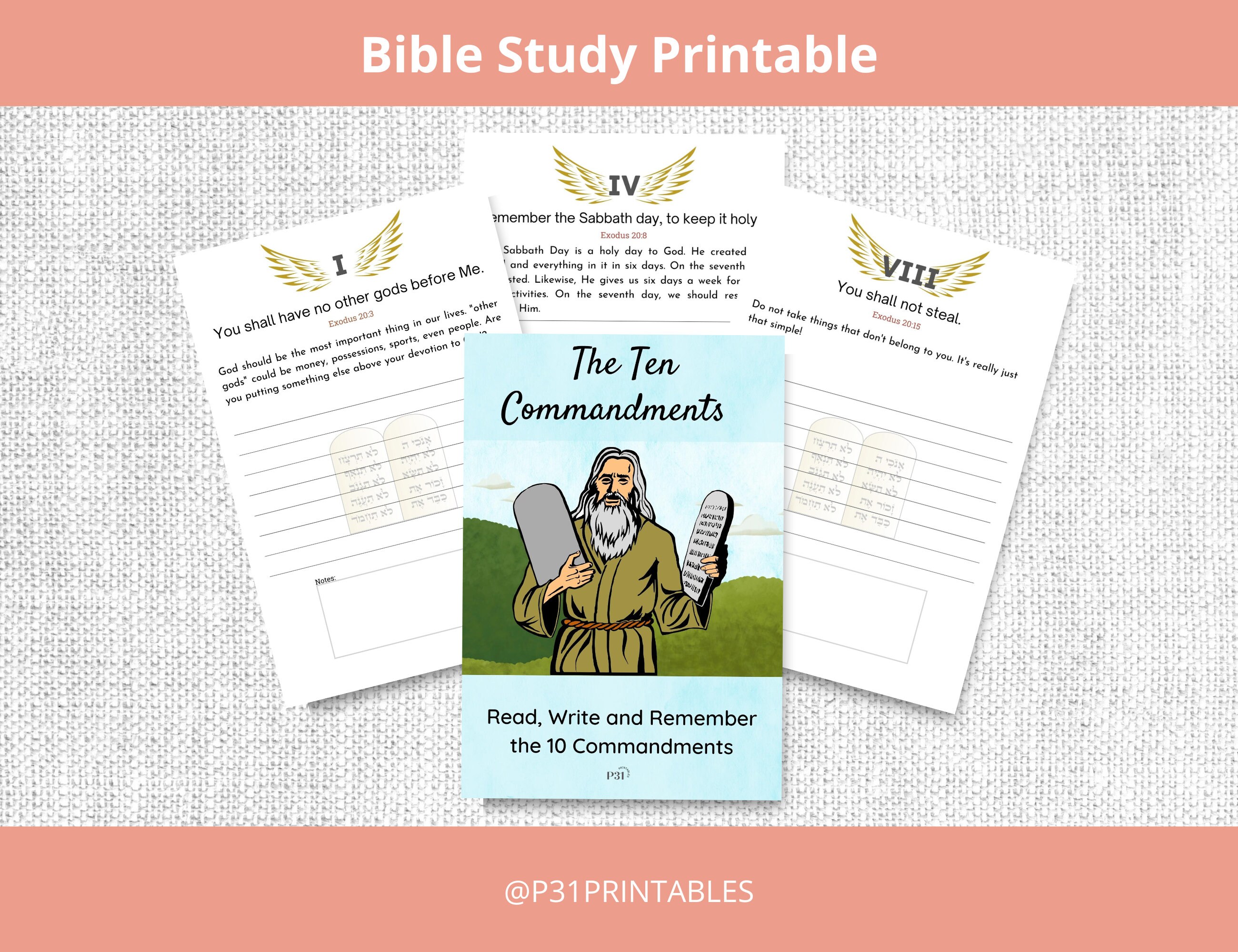 10 Commandments Bible Study Printable: Homeschool Resource (PDF) - Etsy