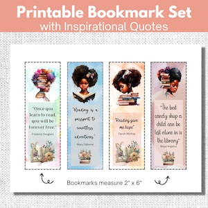 Printable Bookmark Set With Inspirational Quotes for Women and Girls - Etsy