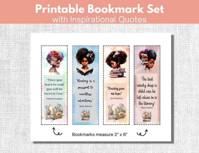 Printable Bookmark Set With Inspirational Quotes for Women and Girls - Etsy