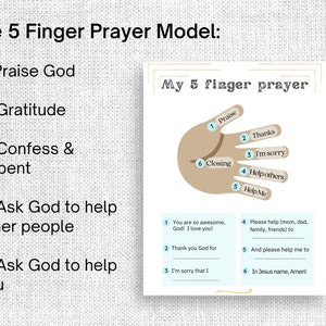 5 Finger Prayer Prompts for Kids: Handprint Printable (PDF) - Etsy