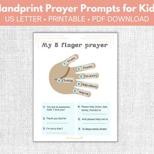 5 Finger Prayer Prompts for Kids: Handprint Printable (PDF) - Etsy