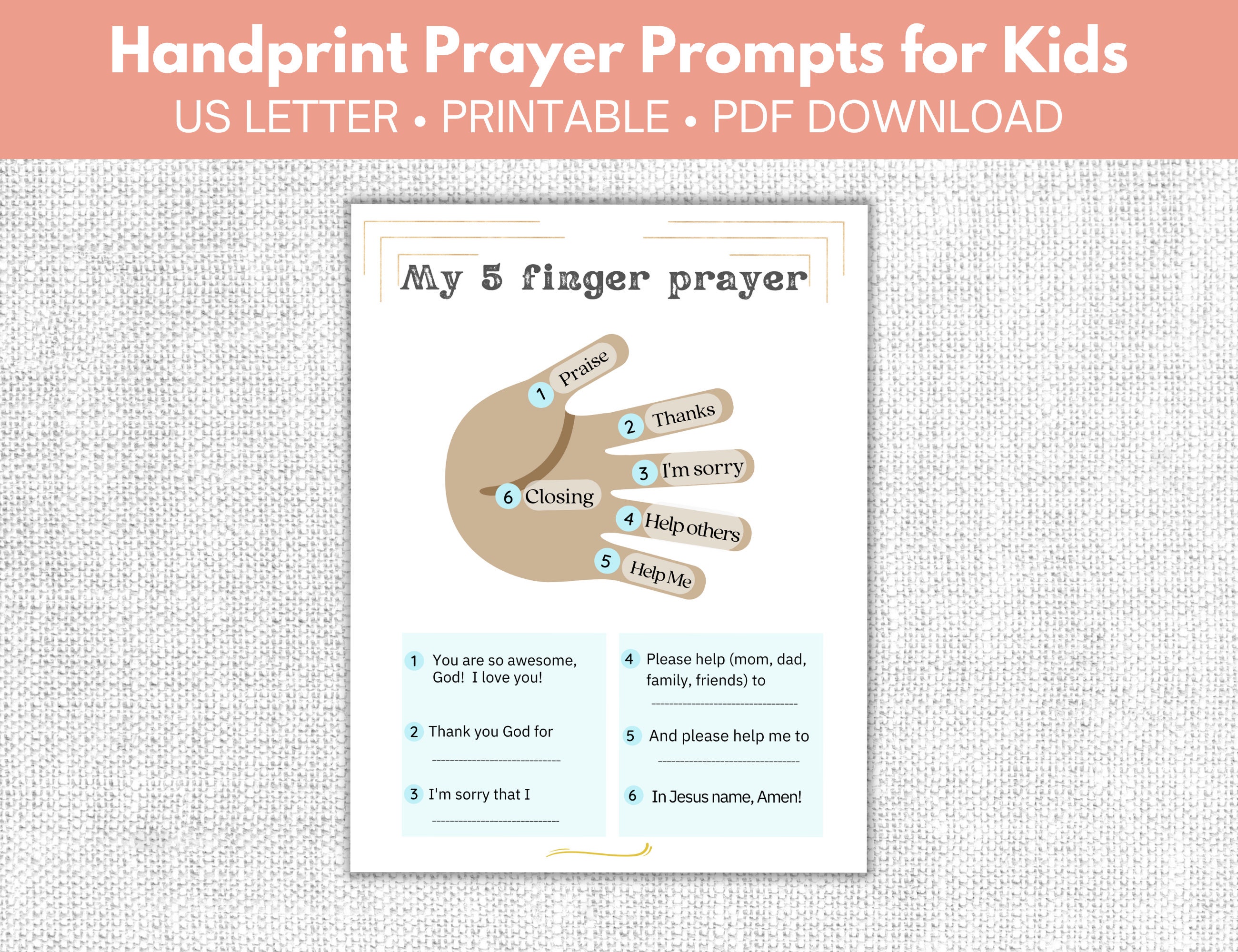 Preschool 5 Finger Prayer