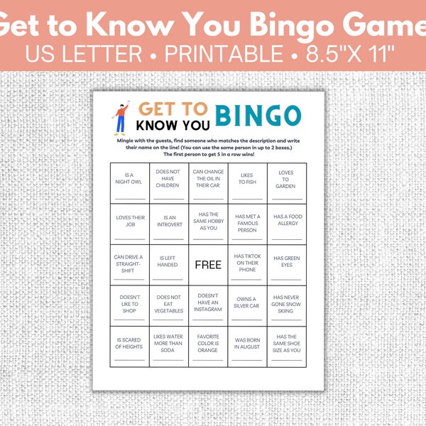 Get to Know You Bingo - Etsy