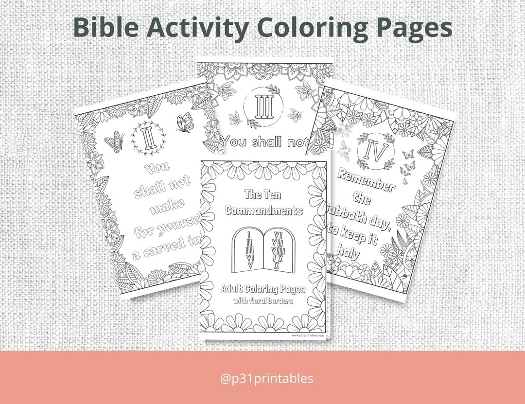 10 Commandments Coloring Page Bundle, Adult Coloring Pages, Bible ...