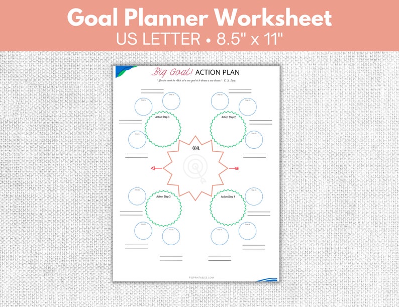 Goal Planner Printable, Goal Setting, Action Plan Worksheet - Etsy