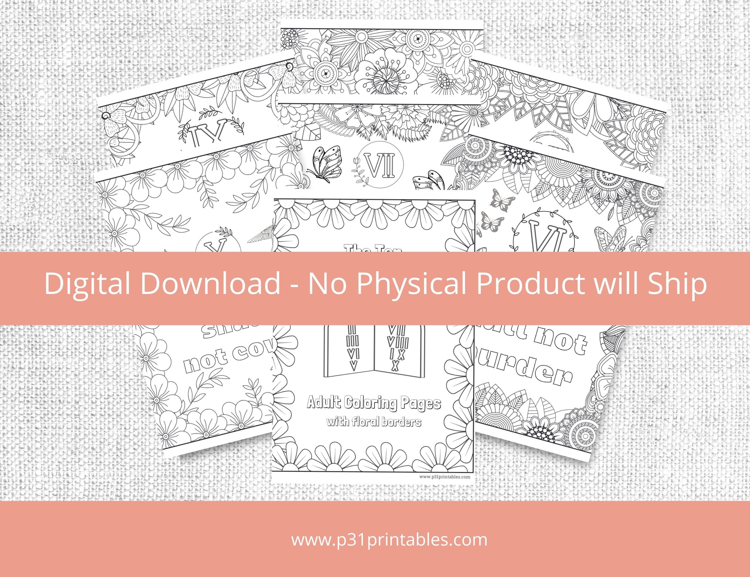 10 Commandments Coloring Page Bundle, Adult Coloring Pages, Bible ...