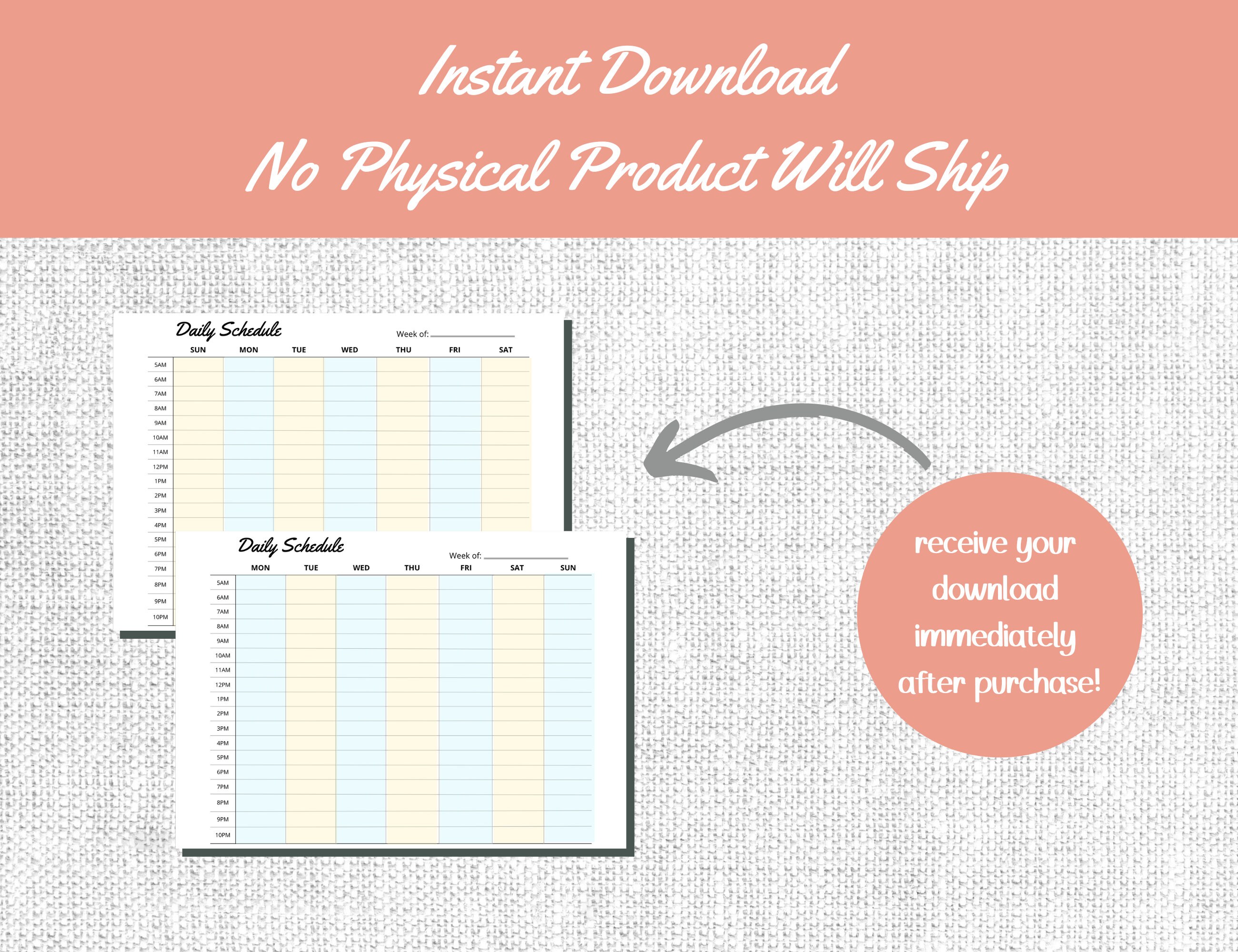 Weekly Schedule Printable Featuring Daily Scheduling and Hourly ...