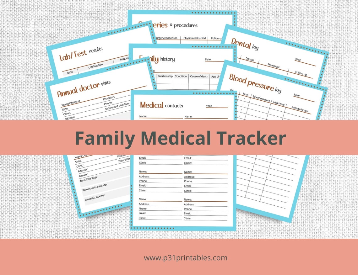 Medical Binder Printable, Family Medical Binder - Etsy