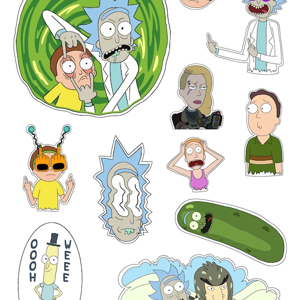 Rick and Morty Card Stickers - Etsy