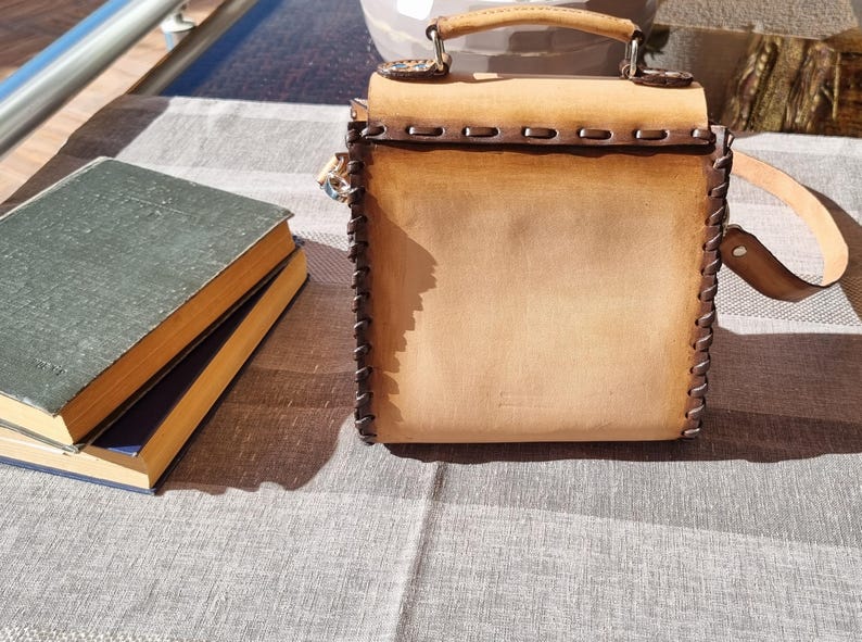Handmade Leather Treasure Map Bag: Tooled & Burnt Unisex Satchel - Etsy